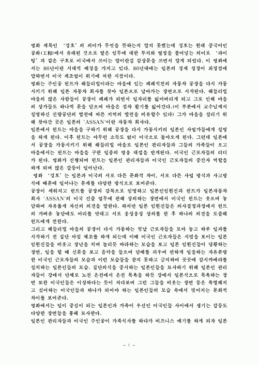 겅호 감상문 레포트 자료