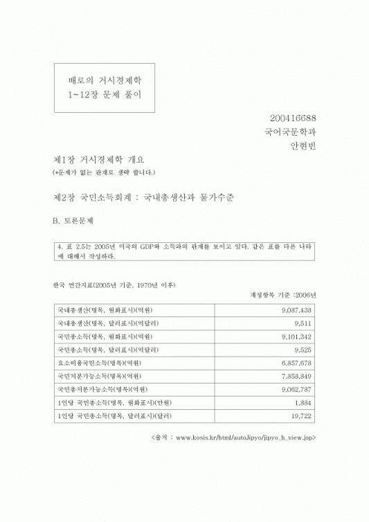 배로의 거시 경제학 연습문제 풀이