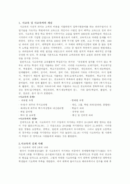 사교육비 개념과 대처방안