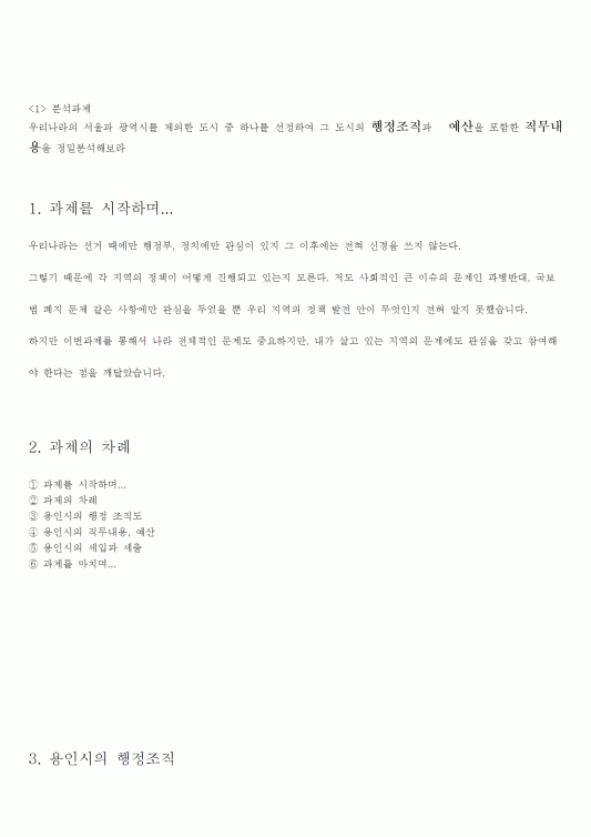 용인시 분석 레포트 자료