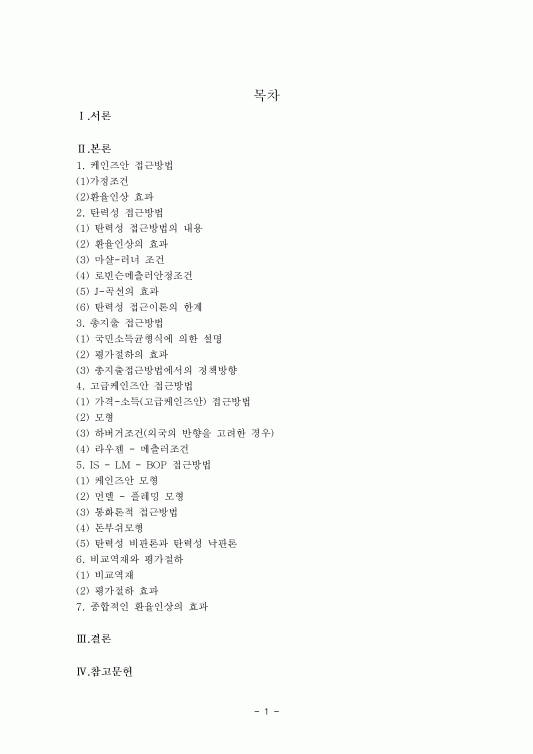 환율인상 효과에 대한 이론과 모형