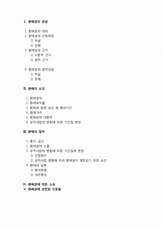 환매권에 대한 정리