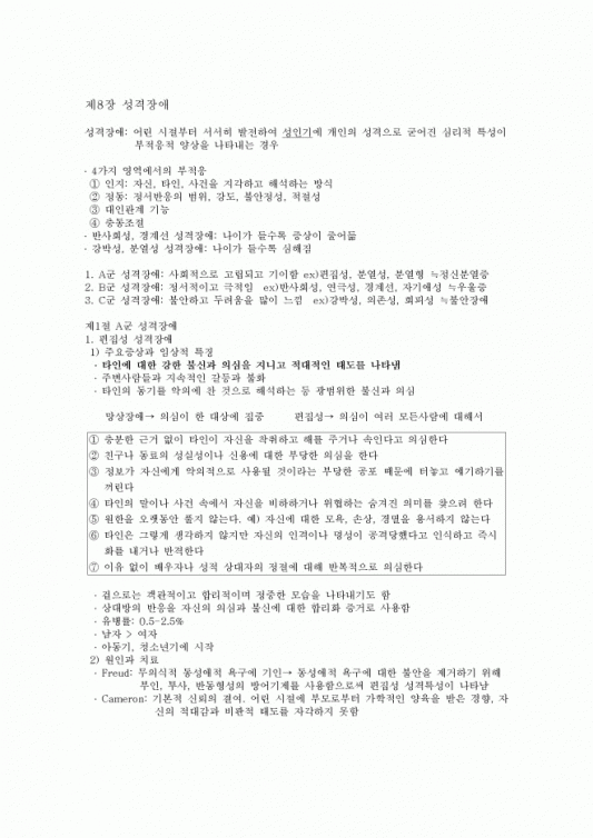 주요 정신 장애의 특징