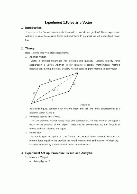 [영문][물리예비/결과보고서] Force as a Vector : 벡터 힘