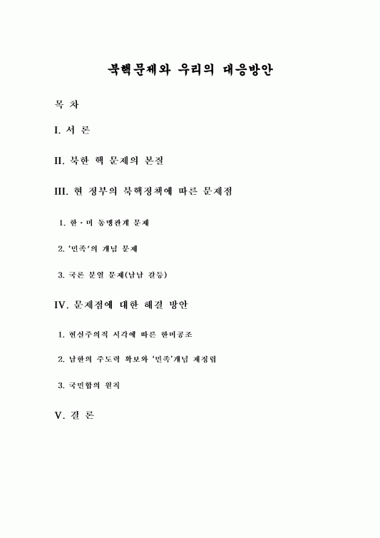 북핵문제와 우리의 대응방안