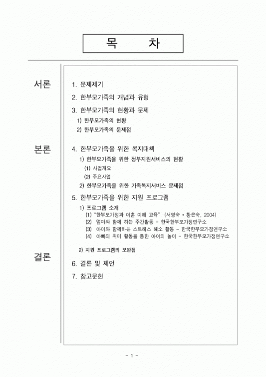 한부모가족과 가족복지