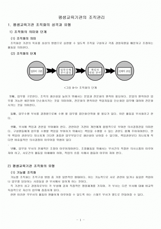 [평생교육]평생교육기관의 조직 관련 이론및 정리 기관조직 분석