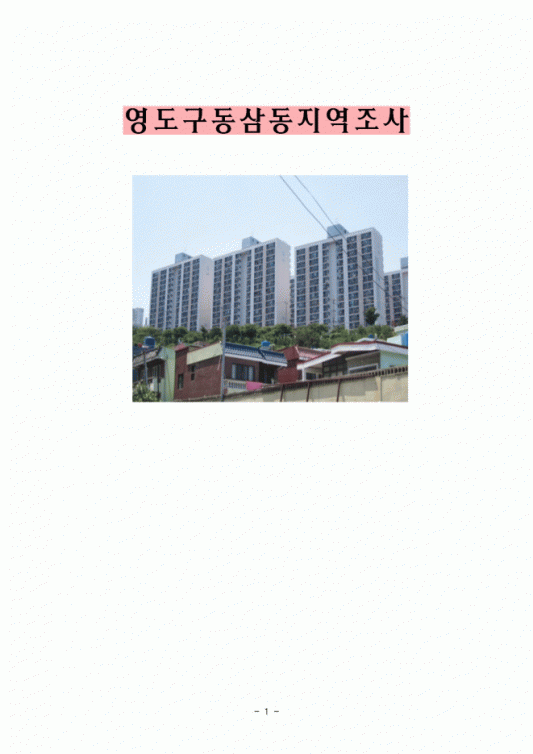 [지역사회복지론]영도구 동삼동 지역조사