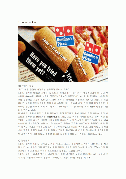 도미노 피자의 마케팅 전략