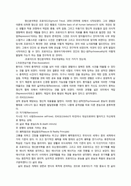 프로이드와 에릭슨의 정신분석학