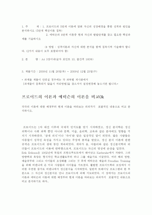 프로이드의 5단계 이론에 맞춰 자신의 성장배경을 통한 성격과 원인을 분석하시오