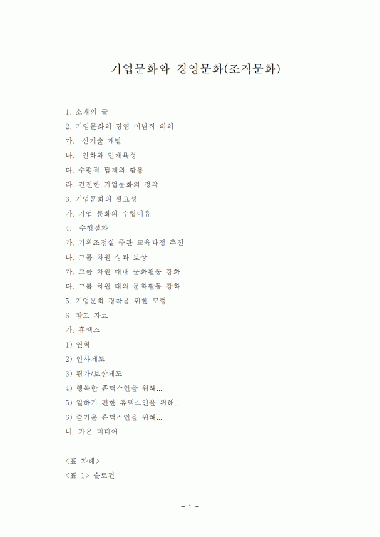 기업문화 - 레포트