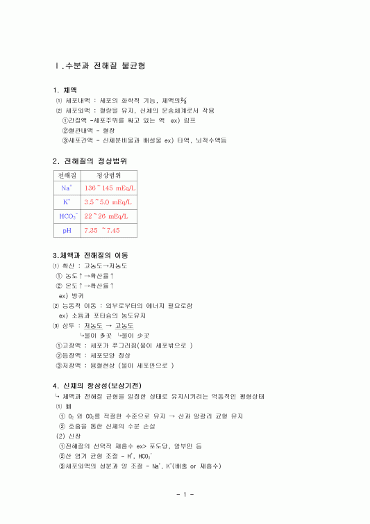수분전해질불균형및산염기불균형