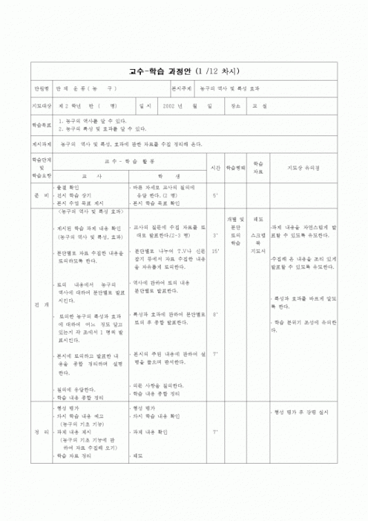 농구 교수학습지도안