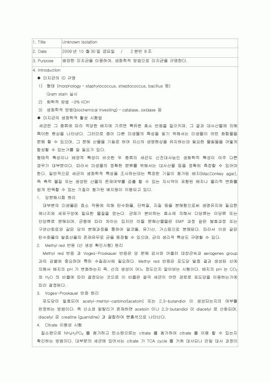 Unknown isolation 레포트 자료