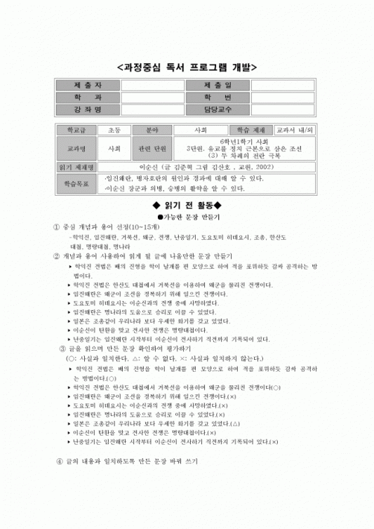 국어 과정중심 독서지도