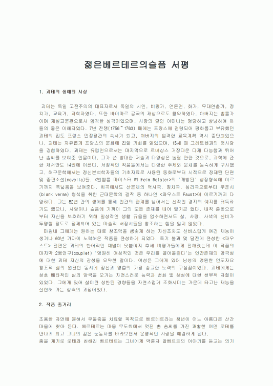 젊은베르테르의슬픔 서평