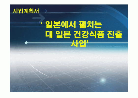 일본사업계획서(건강식품)