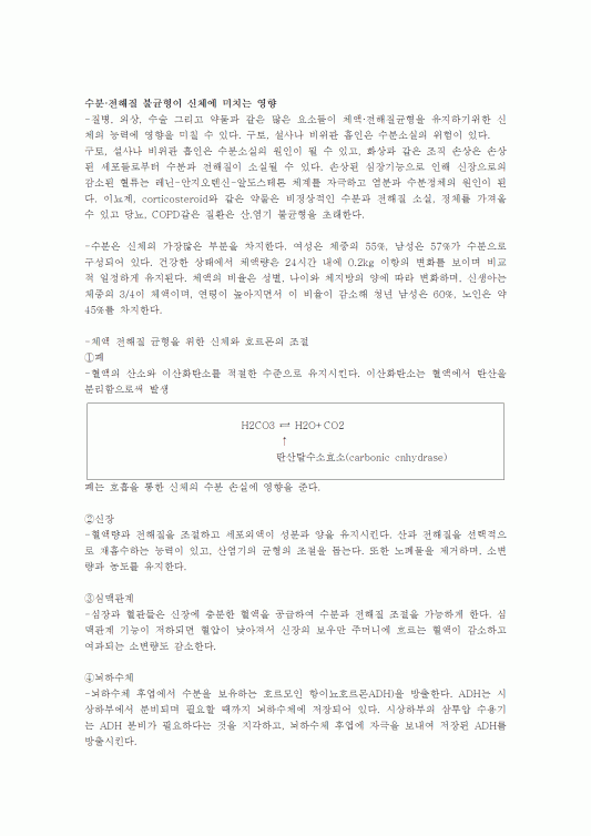 체액 및 전해질 불균형