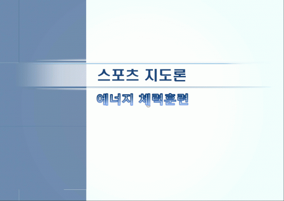 스포츠 지도론- 에너지 체력훈련