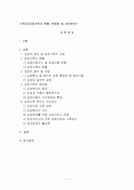 [복지]입양가족의 현황, 문제점 및 개선방안