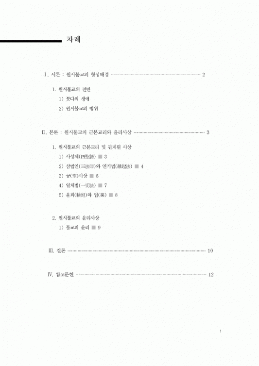 (철학) 원시 불교철학의 근본교리와 사상에 관한 보고서