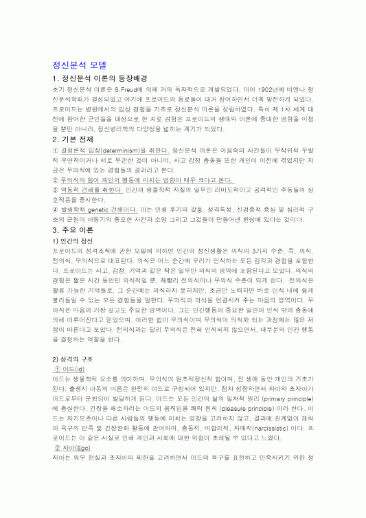 (실천론)정신분석 모델