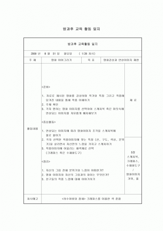 미술교육 특기적성 고학년