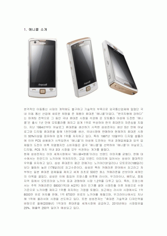 삼성전자 애니콜의 마케팅과 방안 분석