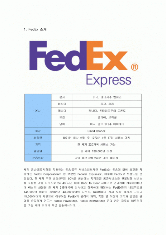 페덱스(FedEx)의 리더쉽과 조직 분석