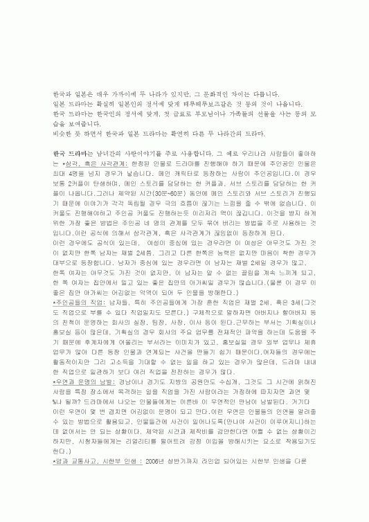 한.일간의 드라마 차이점에 대한 견해