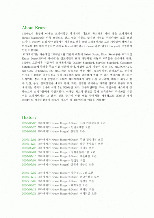 크라제버거 레포트 자료