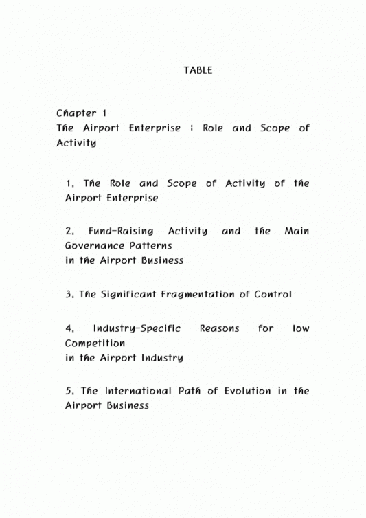 The Airport Enterprise : Role and Scope of Activity - 공항의 기업으로서의 역할과 범위