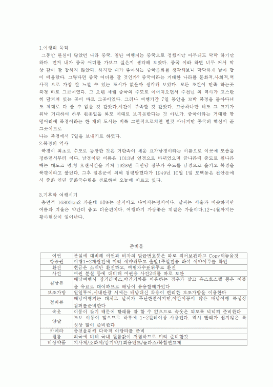 북경여행일정