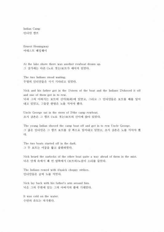 indian camp 해석입니다