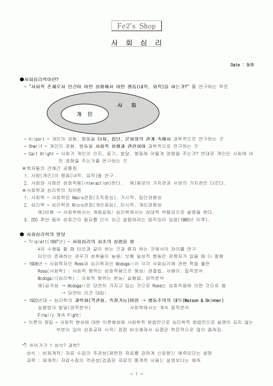 사회심리 정리노트