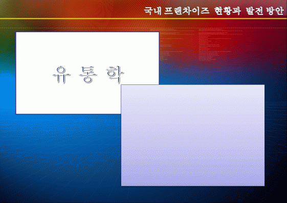 국내프랜차이즈 현황과 발전방안