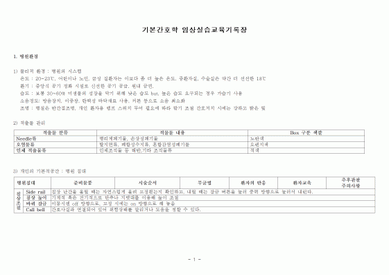 [기본간호]기본간호학 임상실습