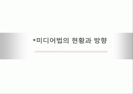 미디어법의 현황과 방향