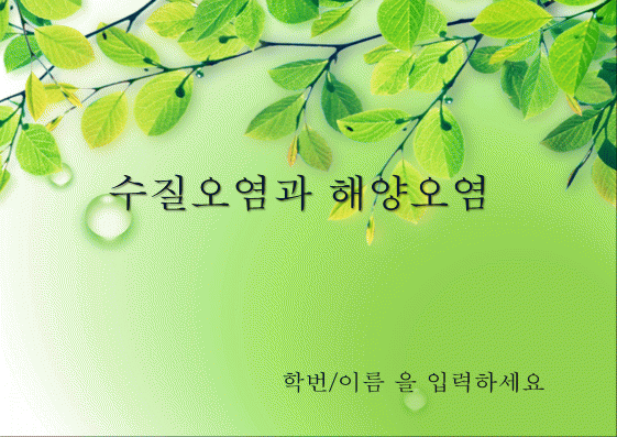 [완성]ppt 발표본 (수질오염과 해양오염에 대해서)-환경오염원인-