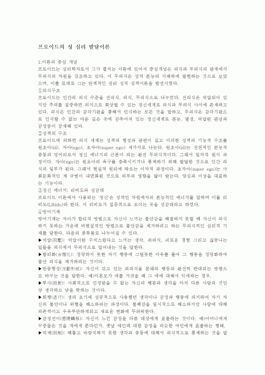 프로이드의 성 심리 발달이론