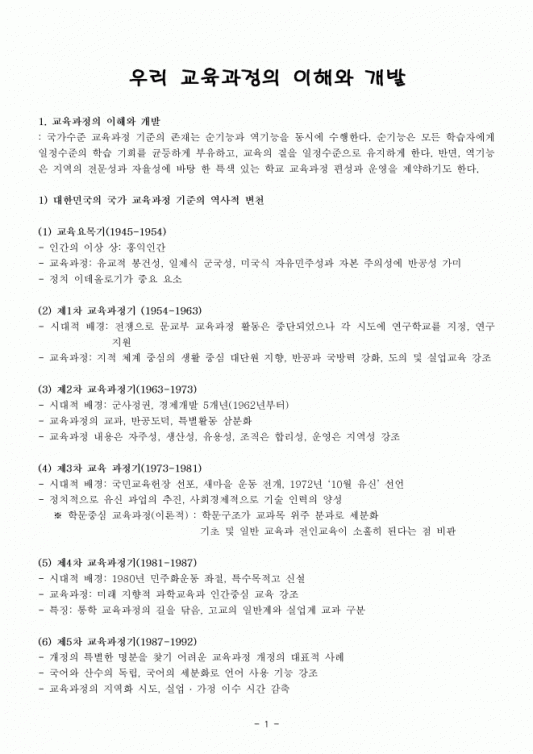 교육과정의 역사적 변천
