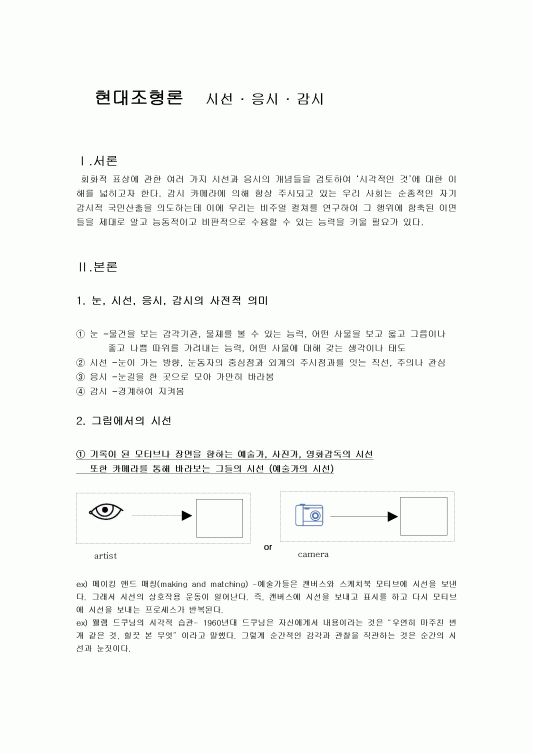 현대 조형론 -시선 응시 감시
