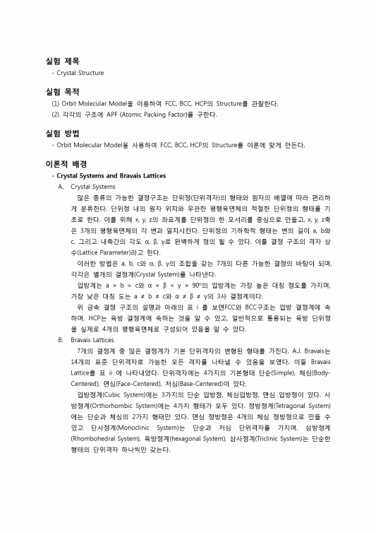 Crystal Structure 레포트 자료