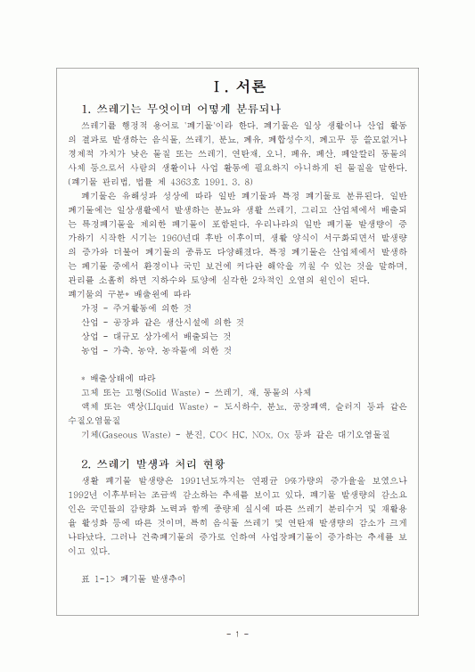 쓰레기 환경문제와 정부정책