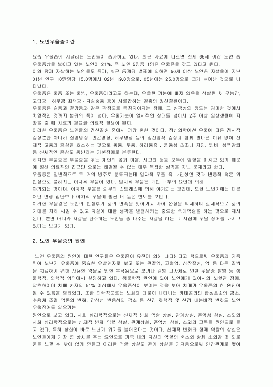 노인우울증 (정의,증상,원인,측정도구,예방법)
