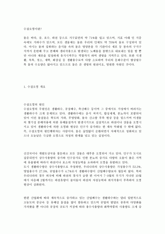 각 각 나라에 대한 수질오염 대책방안