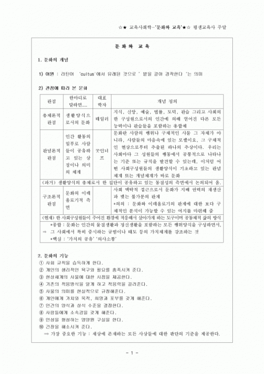 [교육사회학]문화와 교육