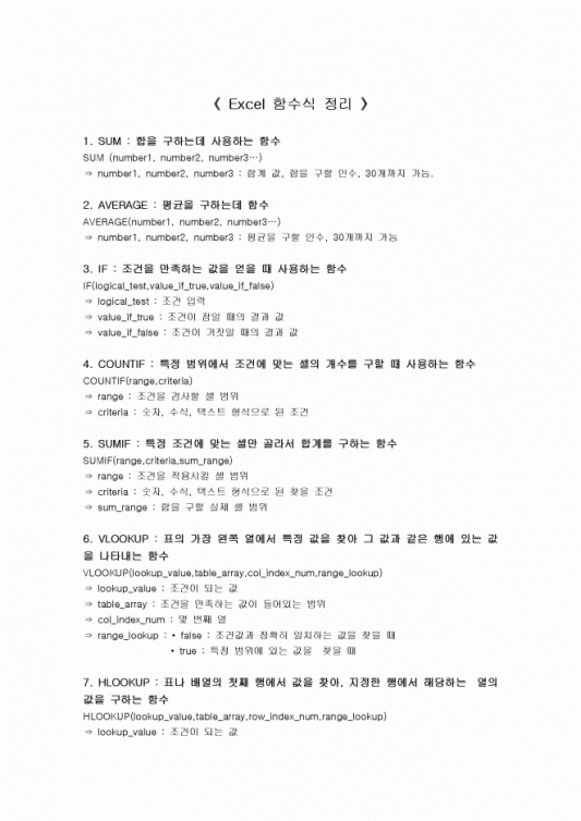[엑셀함수]Excel 함수식 정리