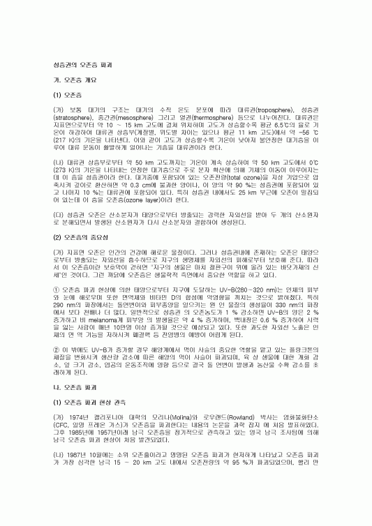 성층권의 오존층 파괴에